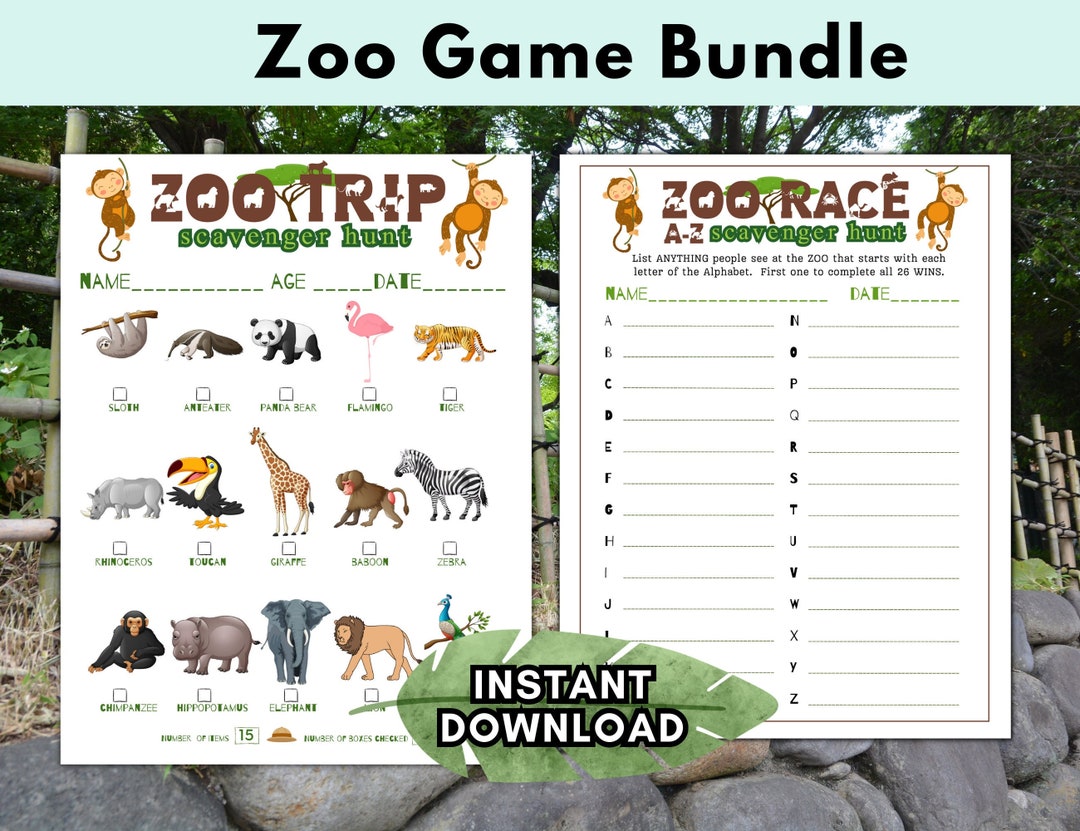 Zoo Scavenger Hunt Game Bundle Zoo Scavenger Hunt A-Z Zoo - Etsy