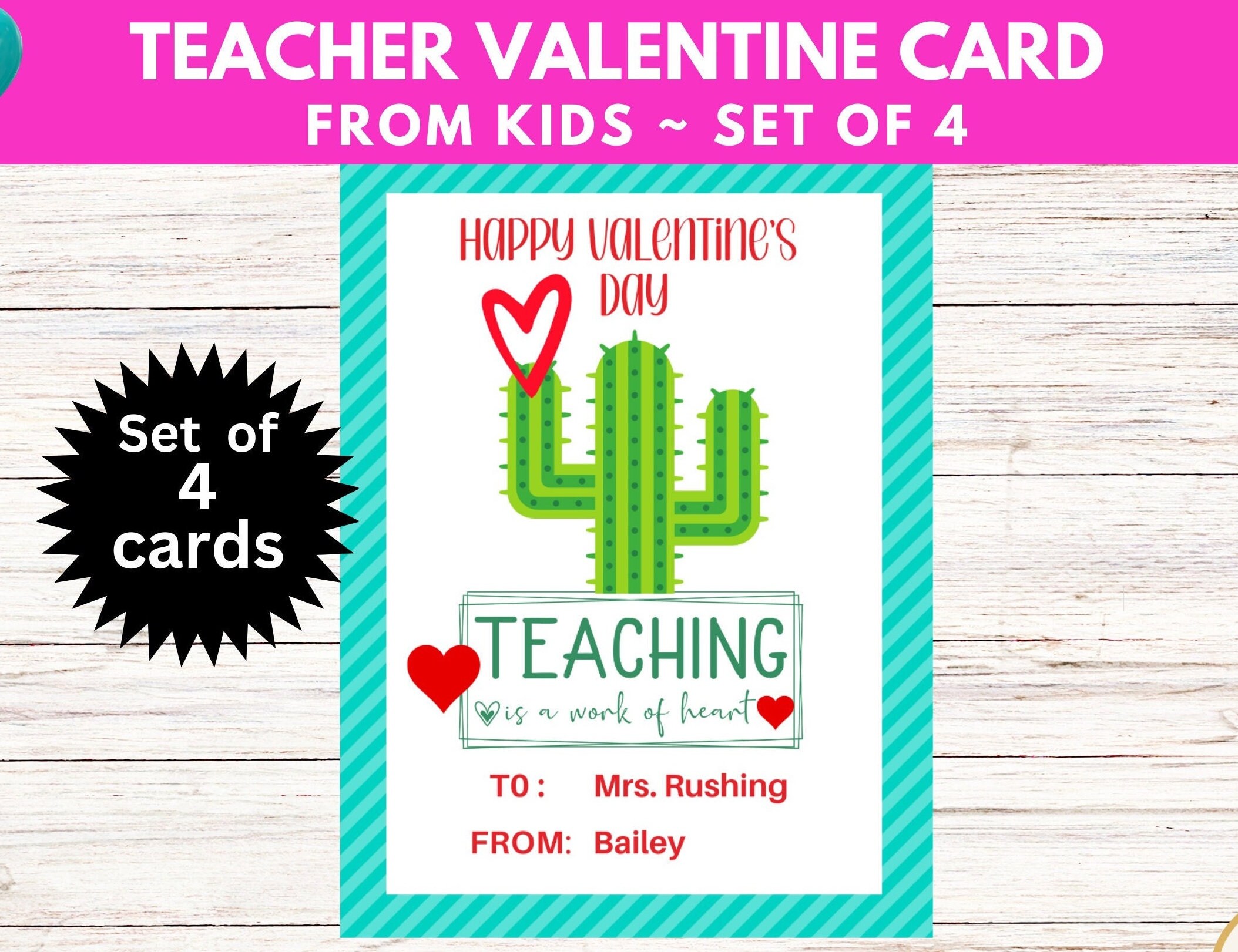 Teacher Valentine Cards / Printable Valentine Cards for Teacher ...