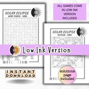 Solar Eclipse Game Bundle, Word Search, Name Game, Games for Kids ...