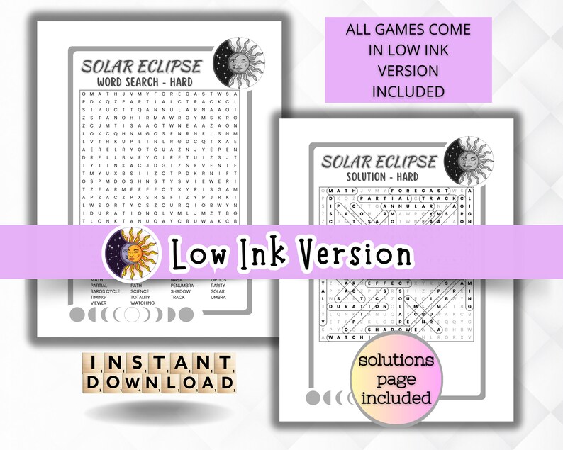 Solar Eclipse Game Bundle, Word Search, Name Game, Games for Kids, Solar Eclipse 2024, Totality ...