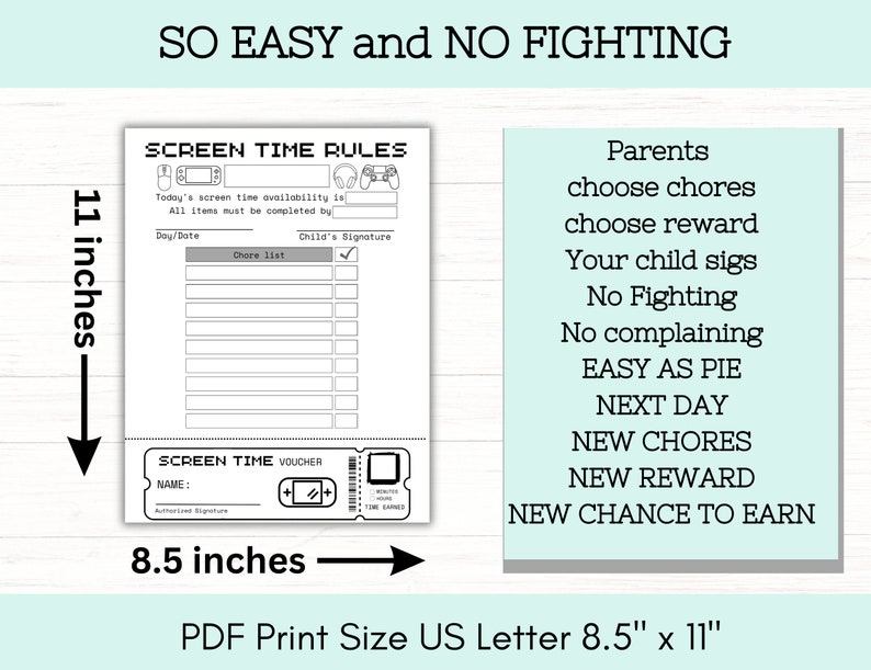 Screen Time Rules, Screen Time Chart, Behavior Contract for Teenager ...