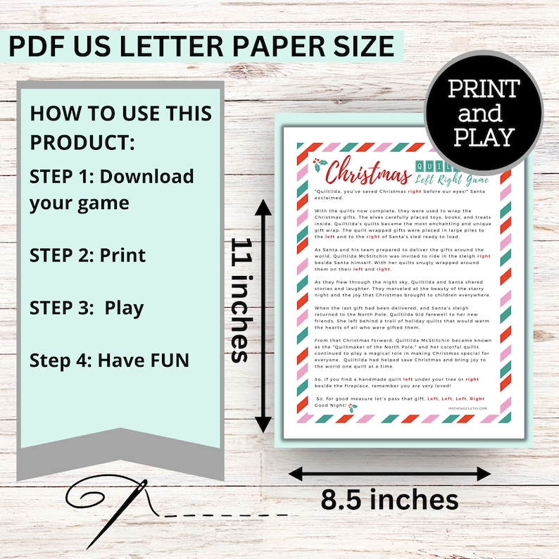 Christmas Left Right Game, Gift Exchange Game, Quilt Guild Games, Quilt ...