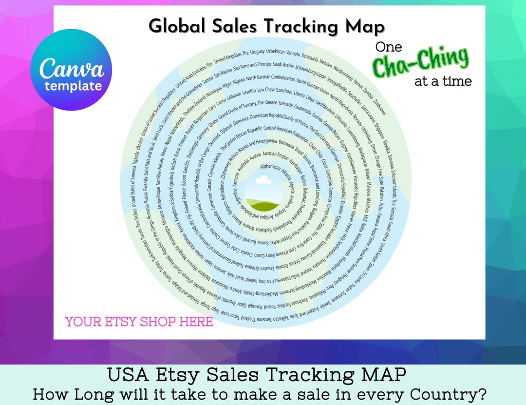 Global Etsy Sales Map, Etsy Sellers Order Tracker, Etsy Shop Coloring ...