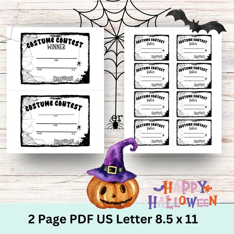Halloween Costume Contest Ballot, Halloween Voting Ballot, Blank ...