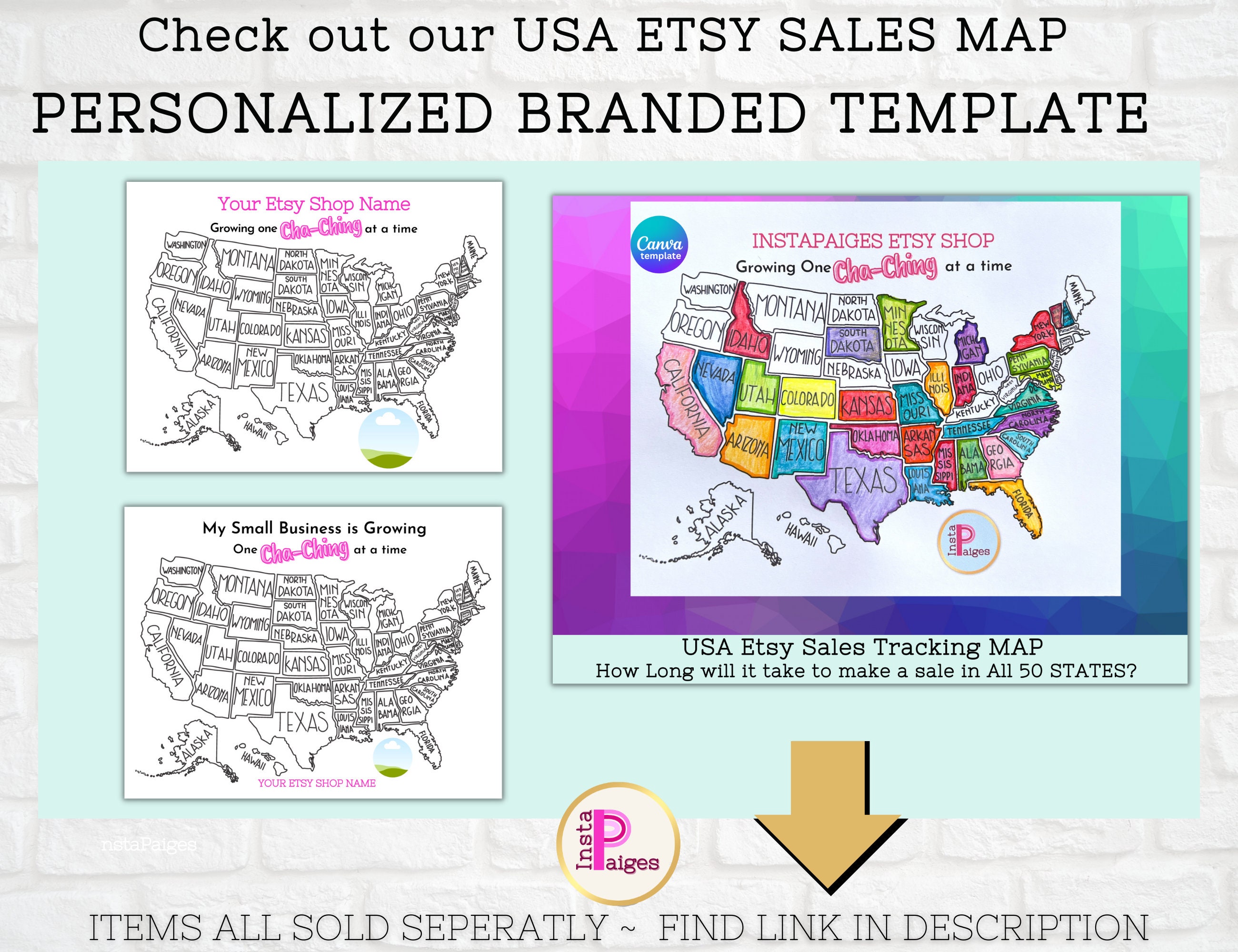 USA Etsy Sales Map, Etsy Sellers Order Tracker, Etsy Shop Coloring ...