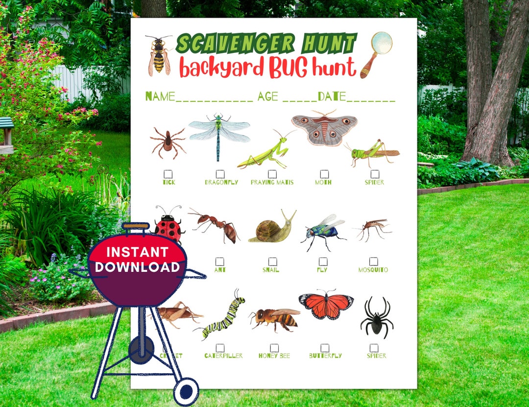 Backyard Bug Hunt, Scavenger Hunt, Scavenger Hunt, Outdoor Scavenger ...