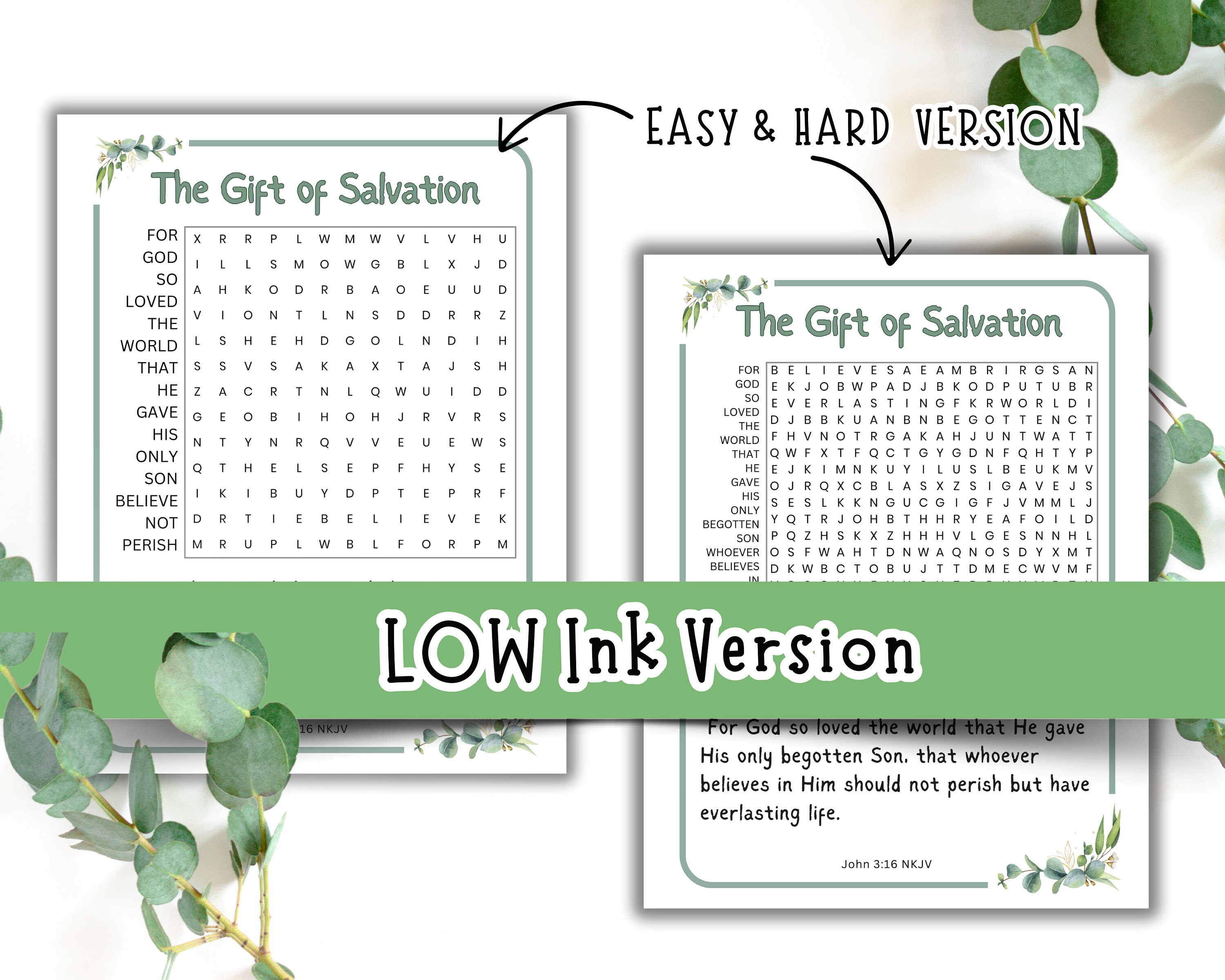The Gift of Salvation Word Search, John 3 16, Plan of Salvation, Bible ...