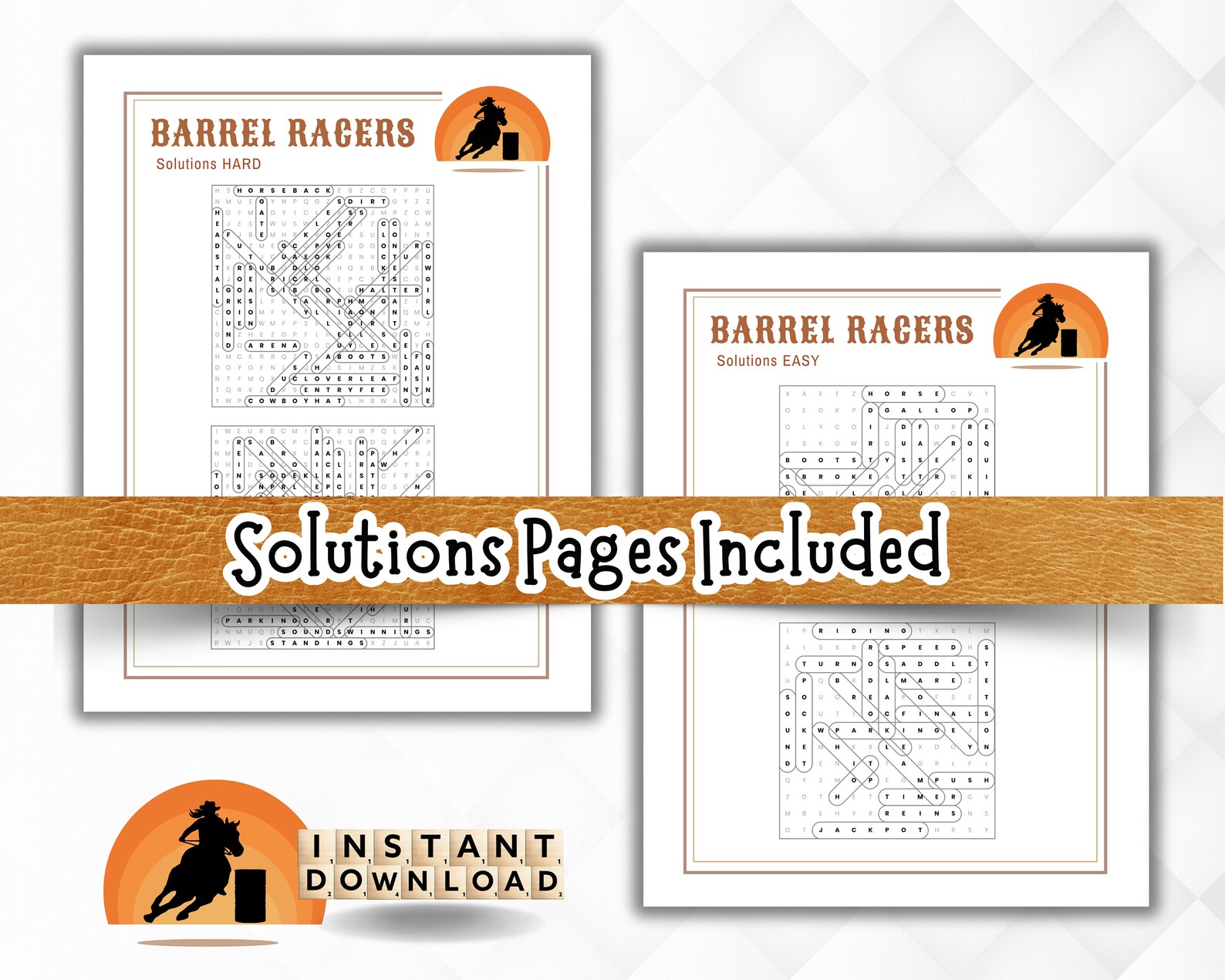 Barrel Racers Word Search, Barrel Racing Game for Kids, Rodeo Cowgirl ...