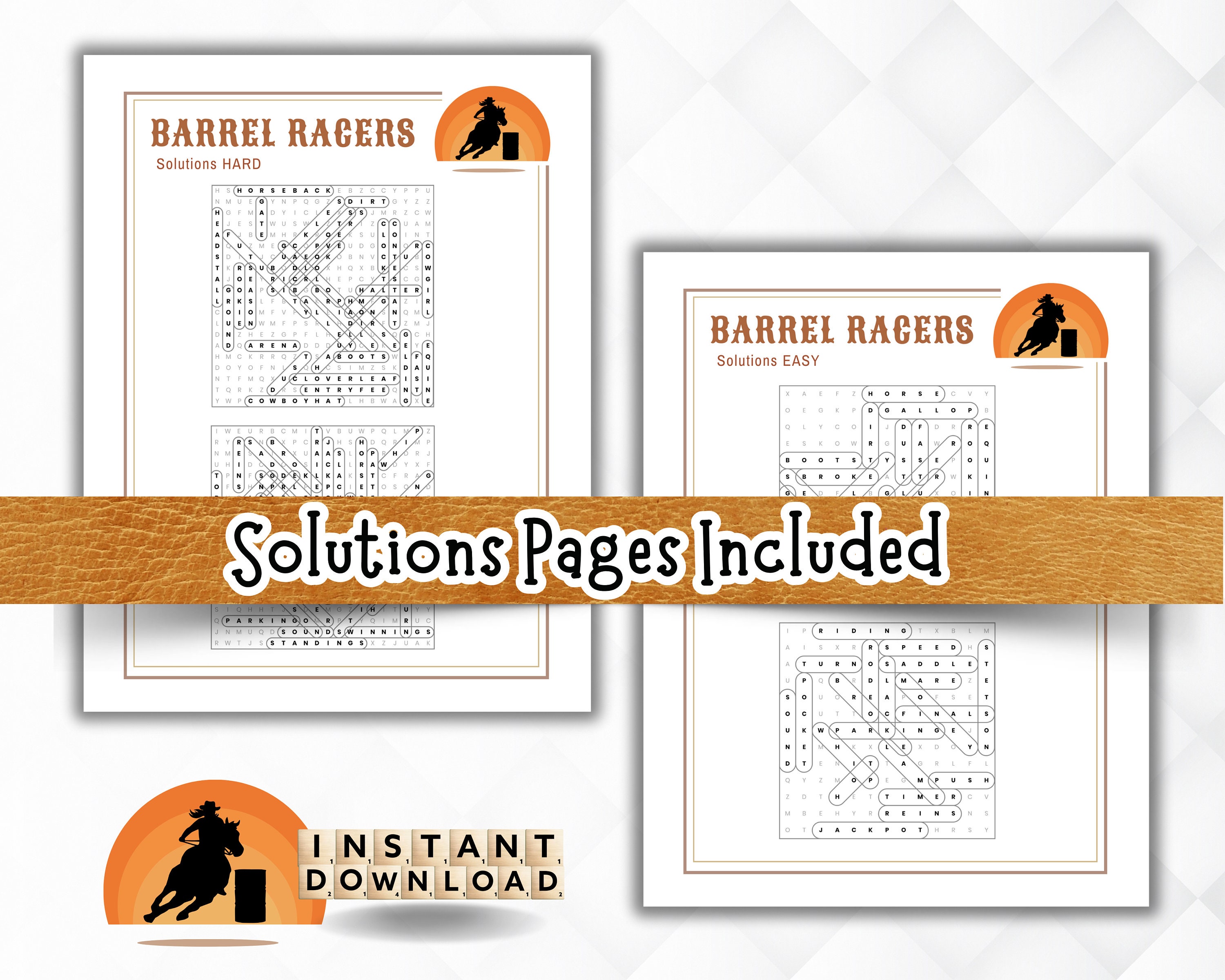 Barrel Racers Word Search, Barrel Racing Game for Kids, Rodeo Cowgirl ...