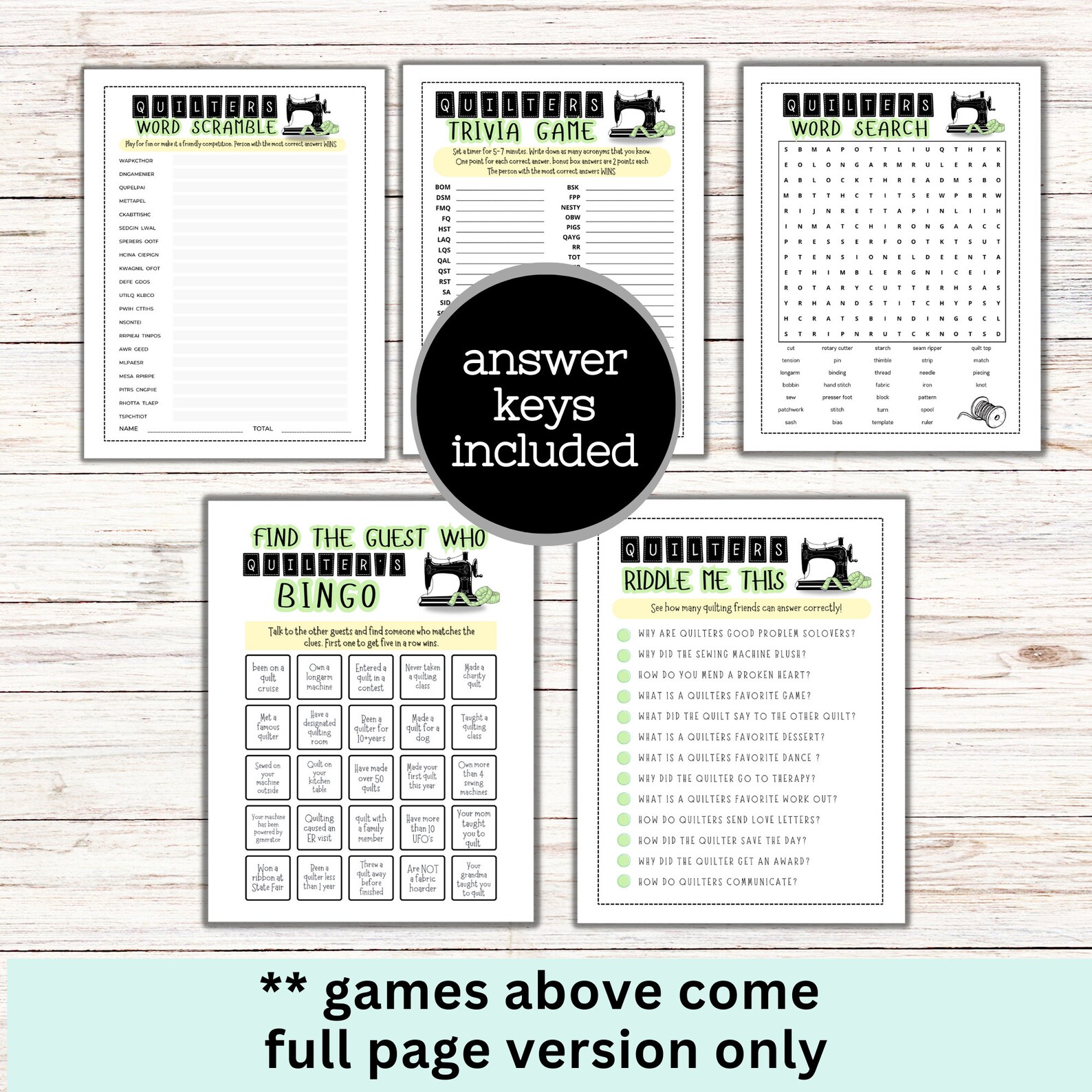 Quilt Game Bundle, #1 Bundle, Quilt Guild Games, Quilt Club, Retreat ...