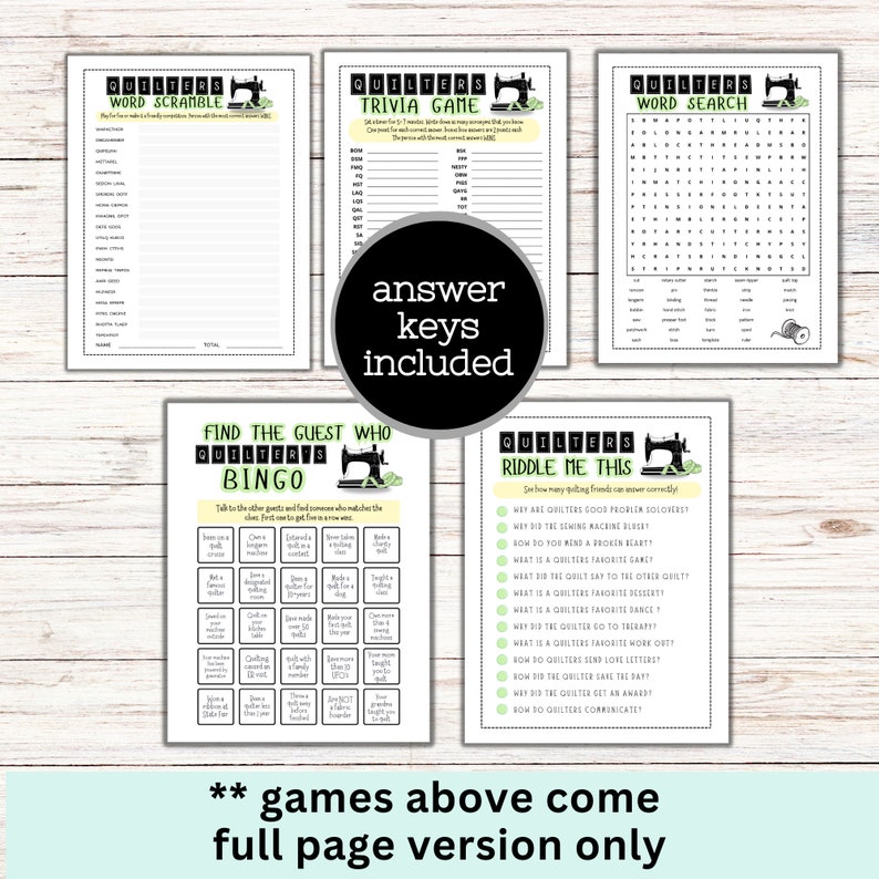 Quilt Game Bundle, #1 Bundle, Quilt Guild Games, Quilt Club, Retreat ...