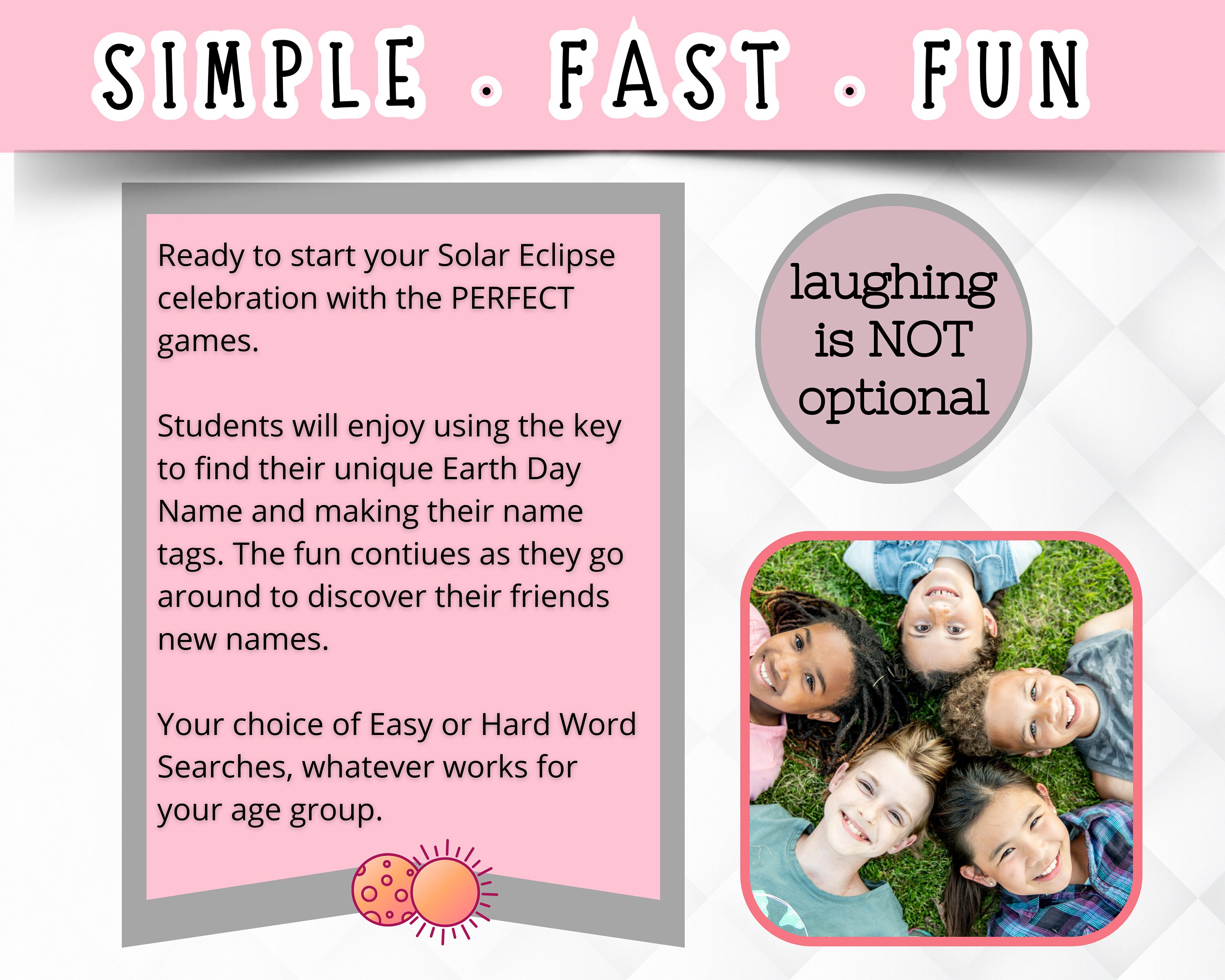 Solar Eclipse Game Bundle, Word Search, Name Game, Games for Kids ...