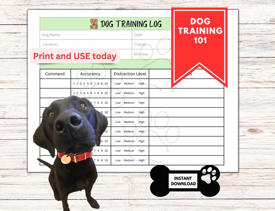 Dog Training Log, Puppy Training Log, Dog Training Journal, Dog ...