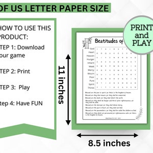 Beatitudes Word Search, Beatitudes for Kids, Youth Group Games, Bible ...