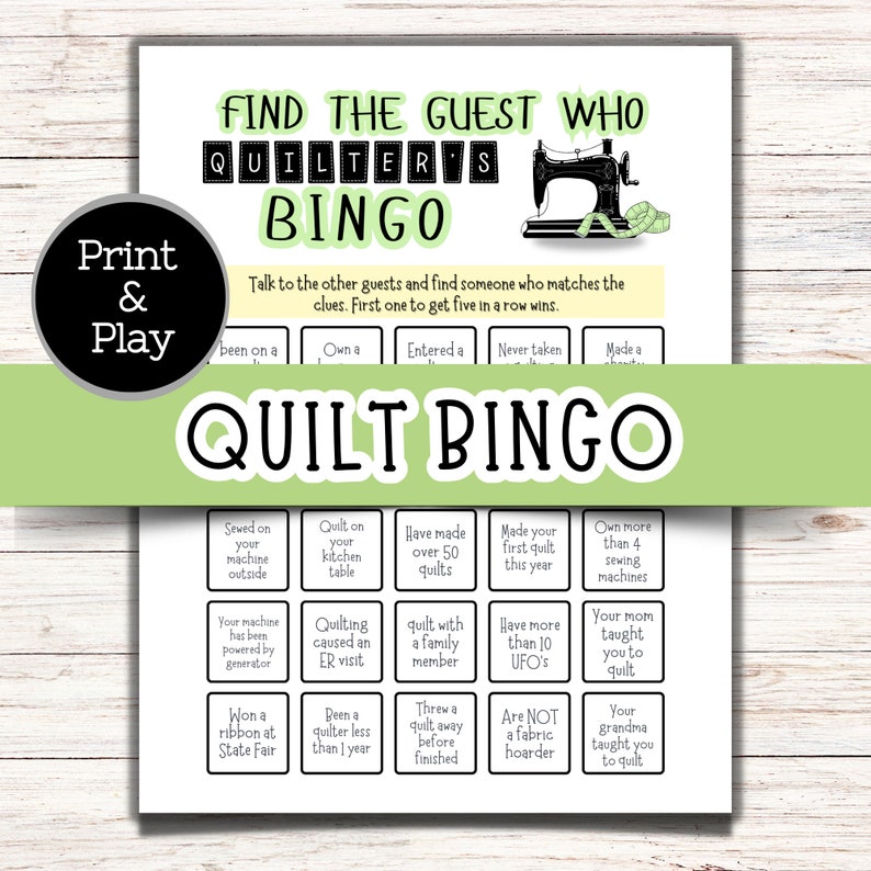 Quilt Bingo Game, Find the Guest Who, Quilt Guild Games, Retreat ...