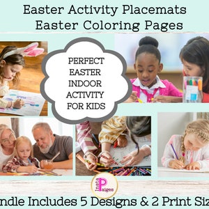 Easter Coloring Pages Activity Placemats, Easter Activity Sheets ...