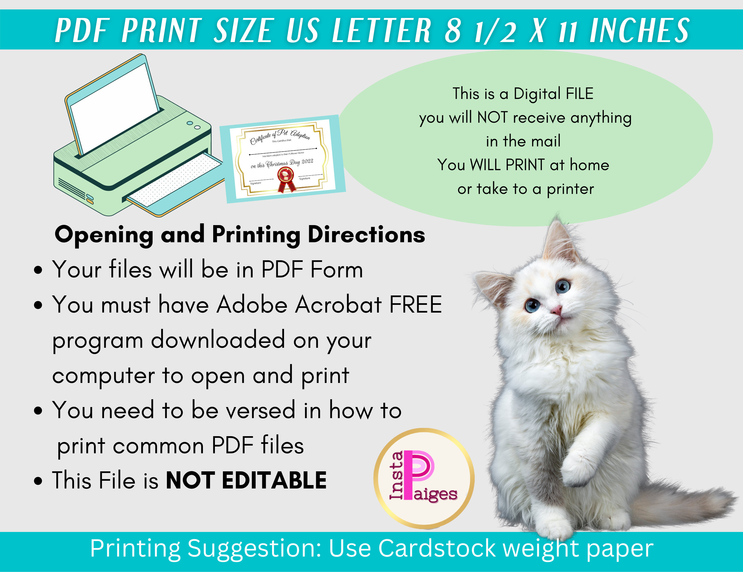 Pet Adoption Certificate, Puppy Adoption Certificate, Dog Adoption ...