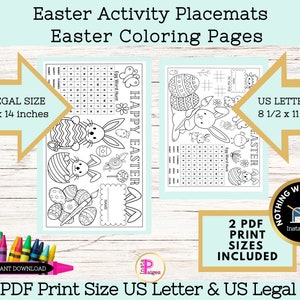 Easter Coloring Pages Activity Placemats, Easter Activity Sheets ...