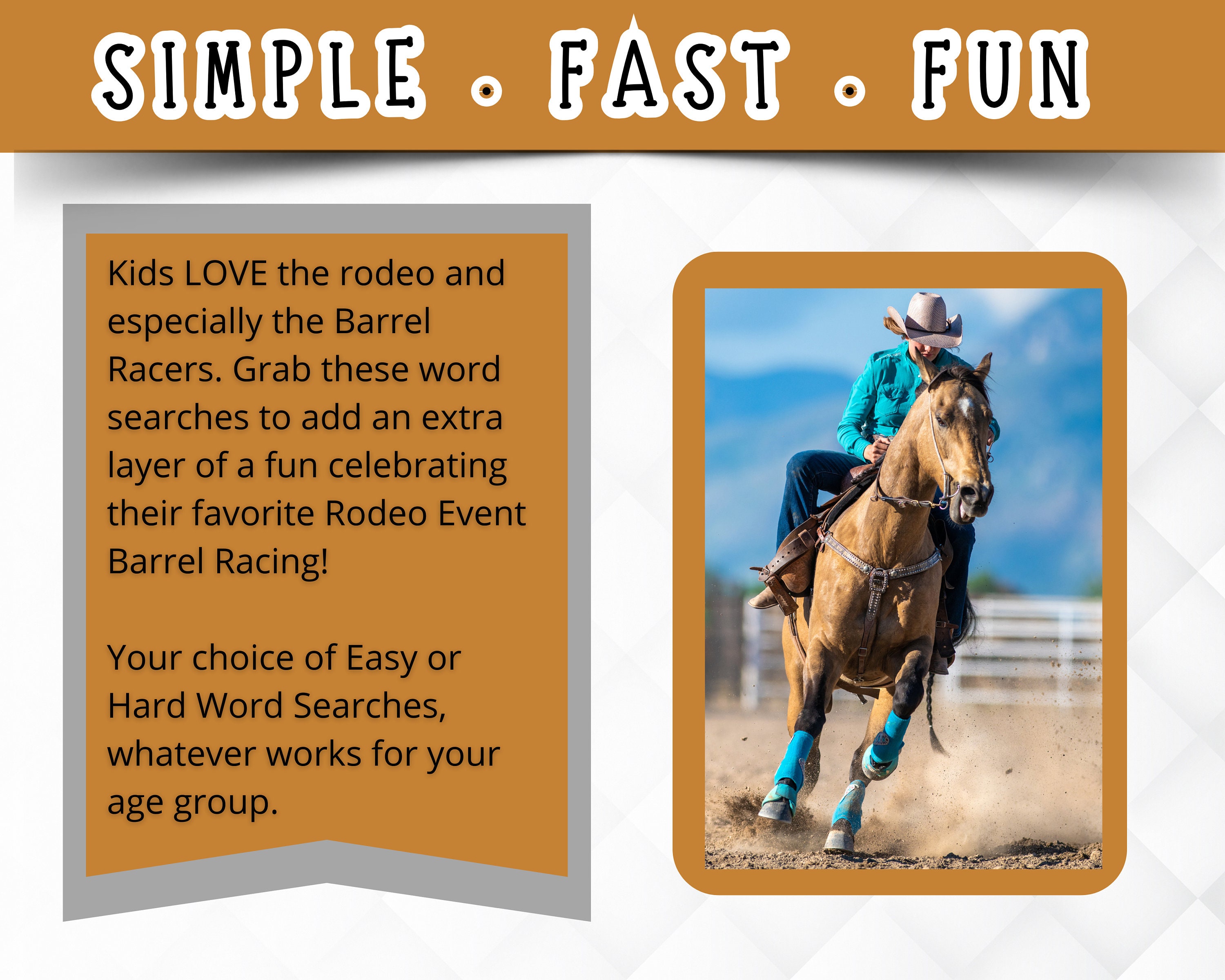 Barrel Racers Word Search, Barrel Racing Game for Kids, Rodeo Cowgirl ...