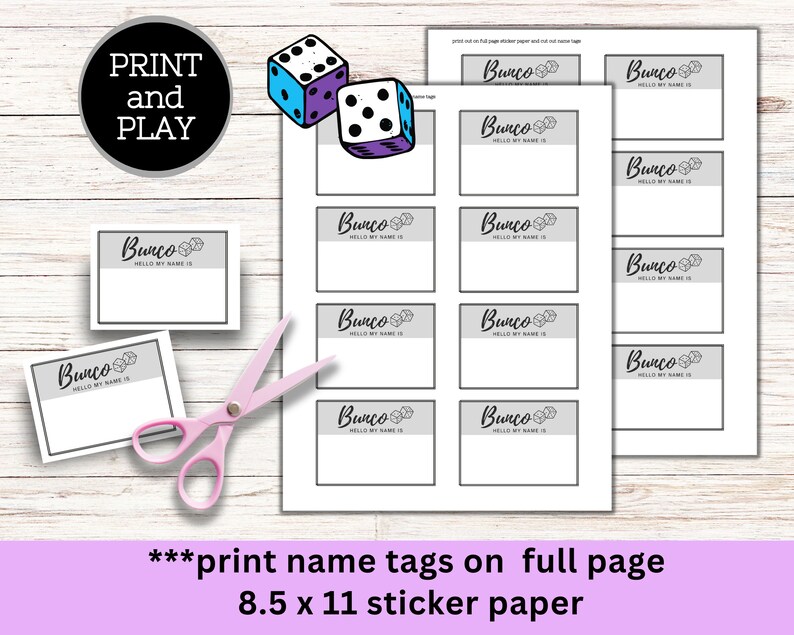 Bunco Party Bundle, Printable Bunco Scoresheets PDF, Bunco Dice Game ...