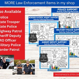 Police Support Activity Coloring Placemats / Law Enforcement Coloring ...
