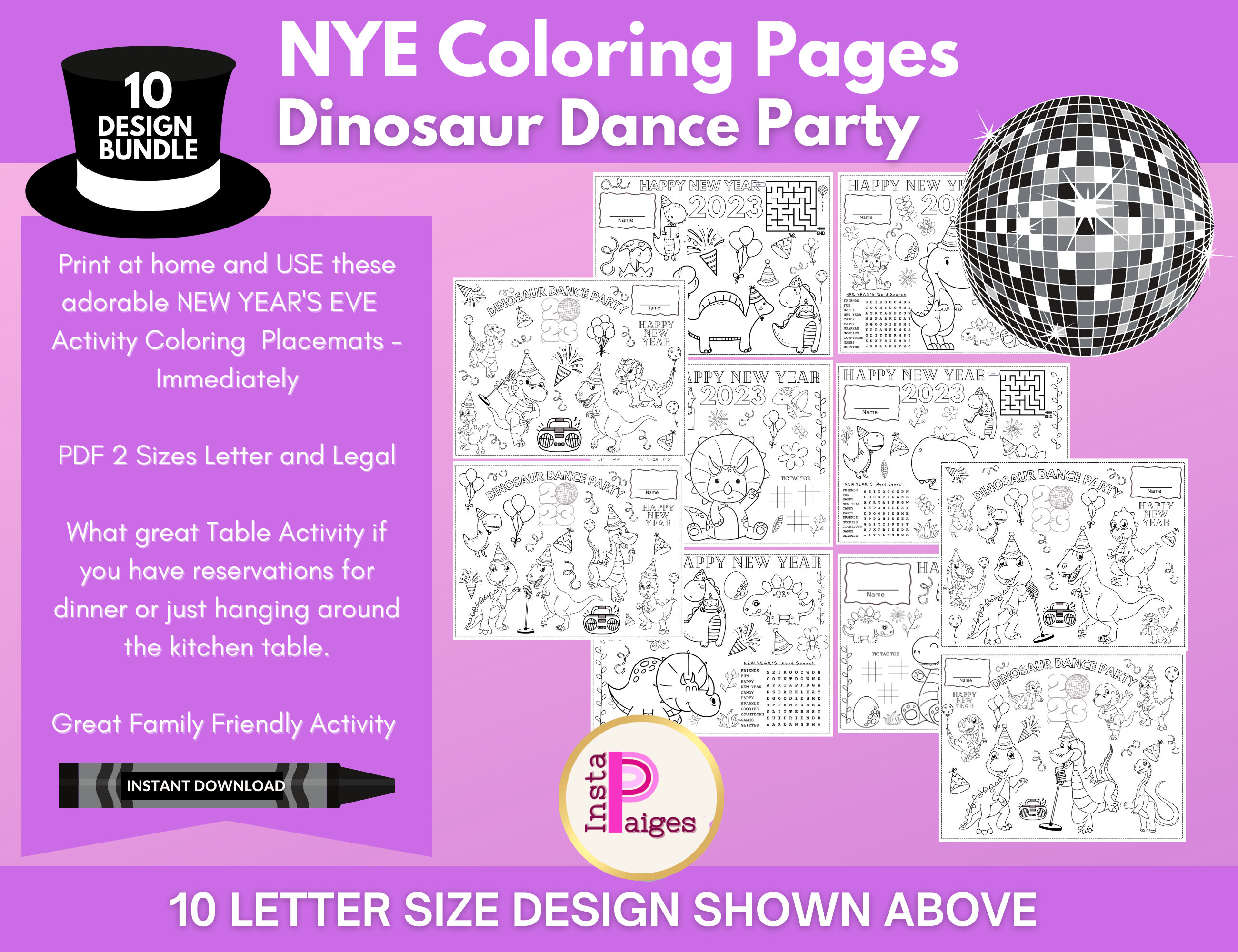 New Year's Eve Activity Coloring Placemats / NYE Coloring Activity Page ...