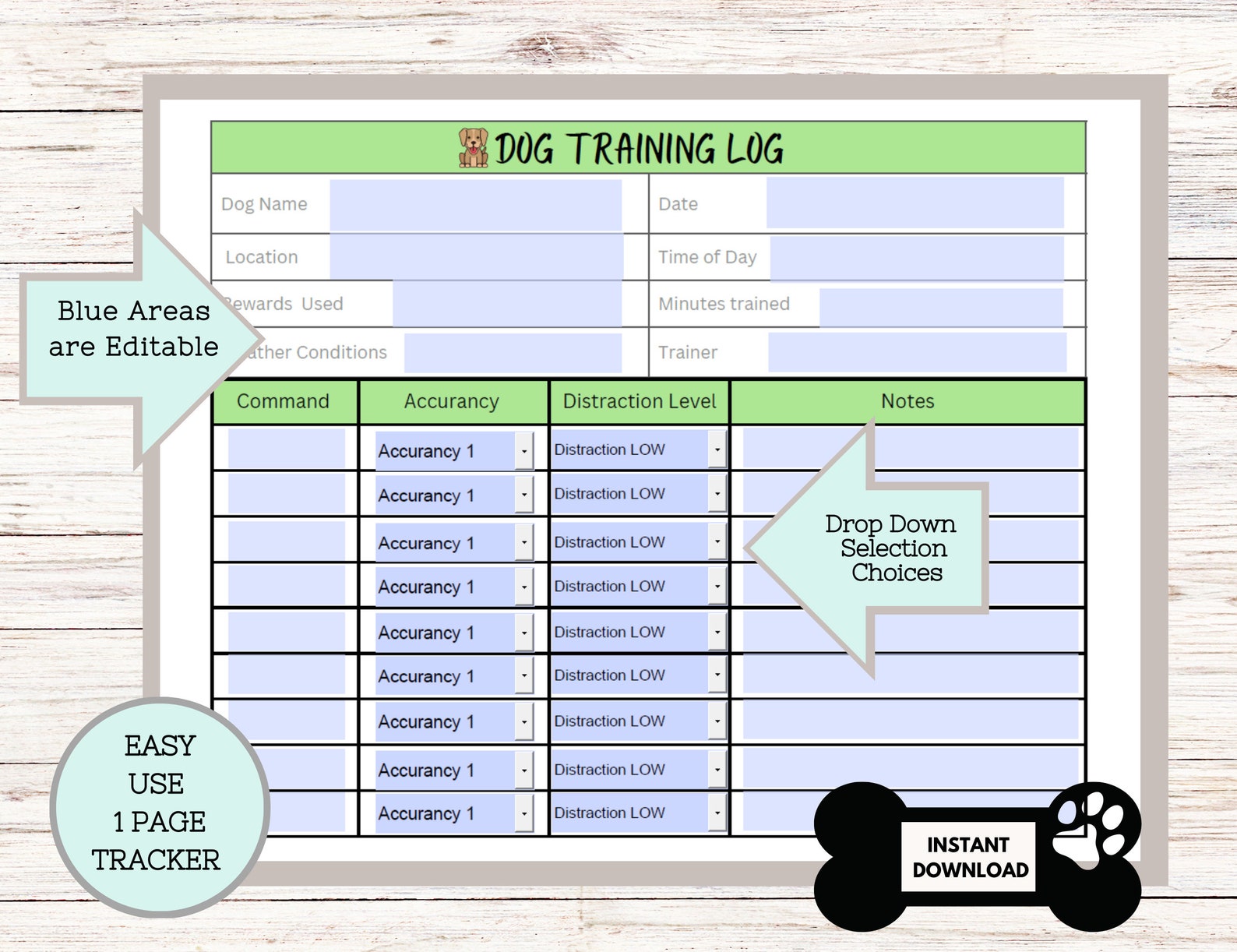Dog Training Log, Puppy Training Log, Dog Training Journal, Dog ...
