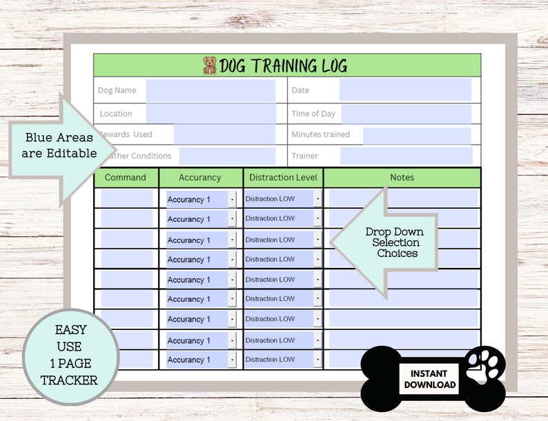 Dog Training Log, Puppy Training Log, Dog Training Journal, Dog ...
