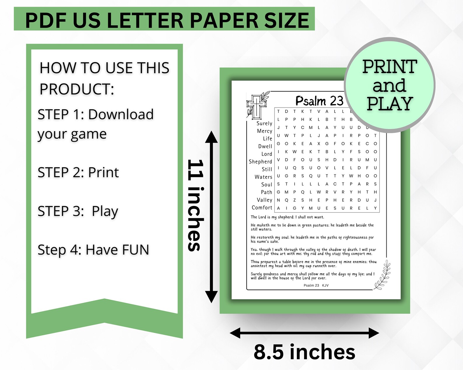Psalm 23 Word Search, Psalm 23 for Kids, Youth Group Games, Bible Games ...