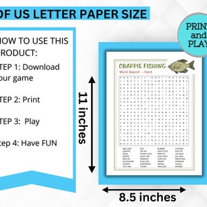 Crappie Fishing Word Search, Word Search for Kids, Crappie Fish ...