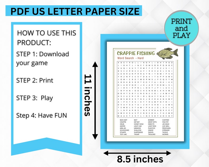 Crappie Fishing Word Search, Word Search for Kids, Crappie Fish ...