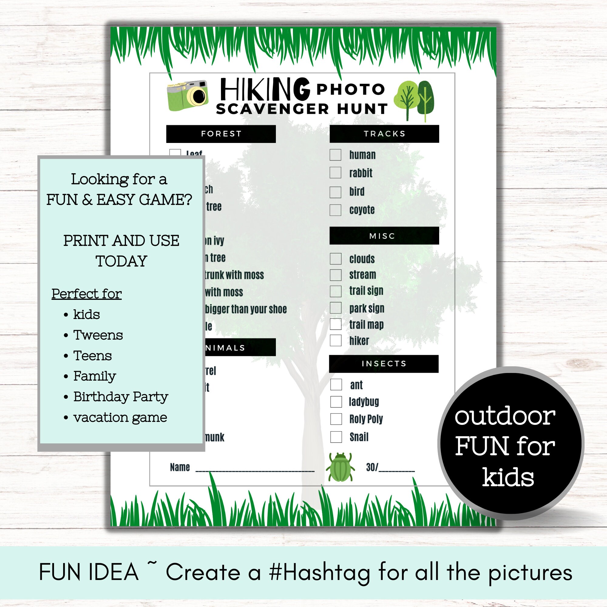 Photo Hiking Scavenger Hunt, Photo Scavenger Hunt, Outdoor Scavenger ...