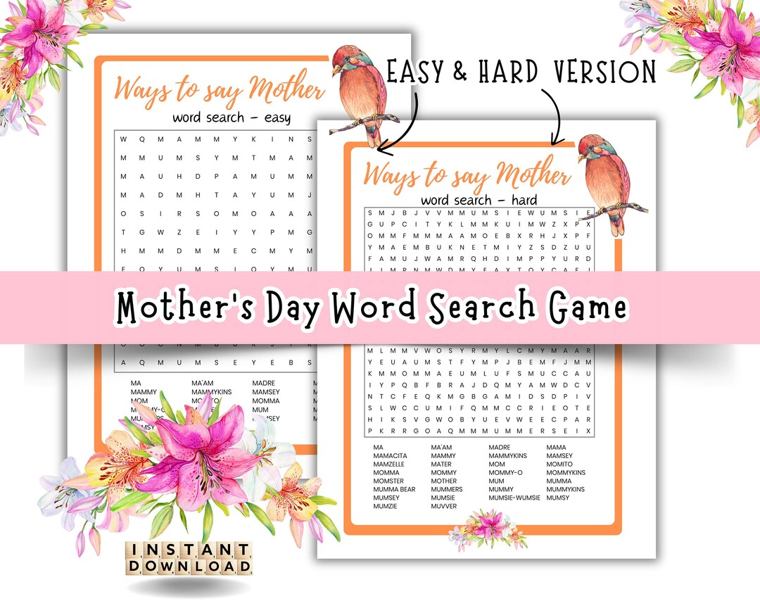 Mothers Day Games, Mothers Day Word Search, Mothers Day Puzzle, Mothers ...