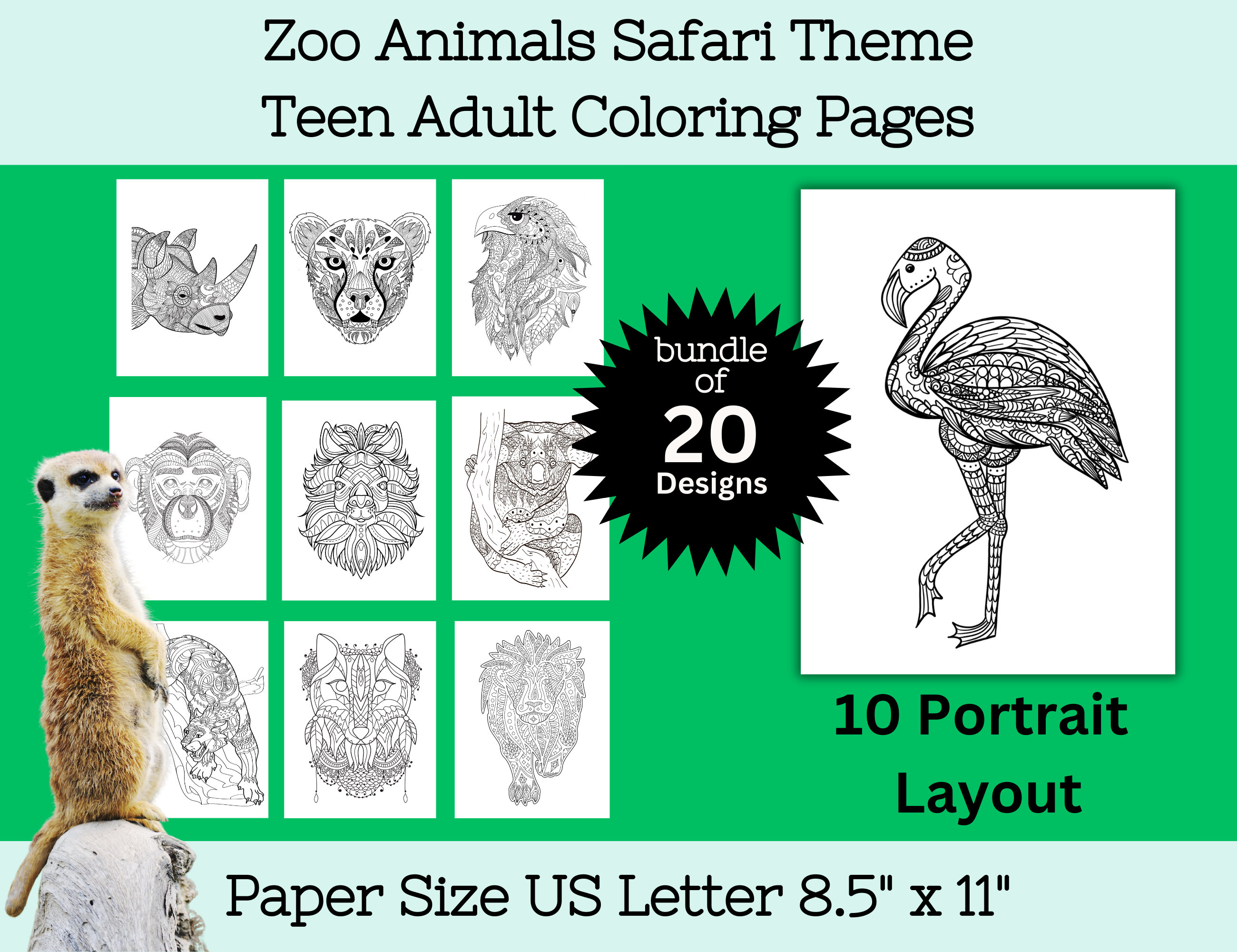Adult Teen Coloring Pages / Zoo Animals Coloring Pages / Safari ...