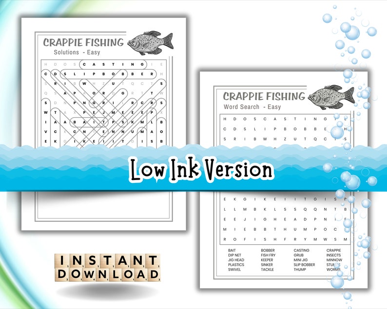 Crappie Fishing Word Search, Word Search for Kids, Crappie Fish ...