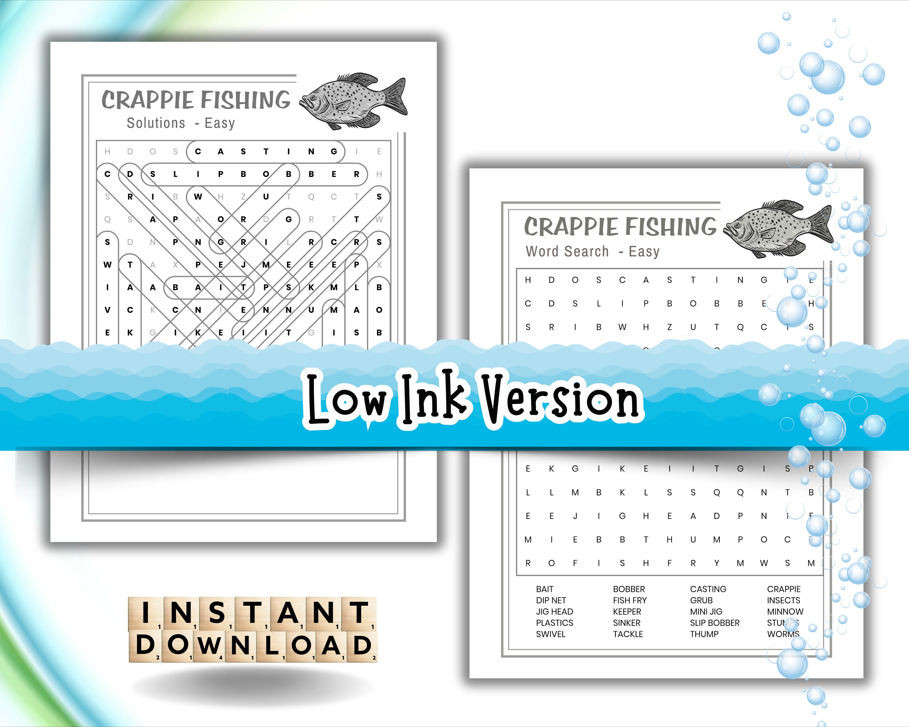 Crappie Fishing Word Search, Word Search for Kids, Crappie Fish ...
