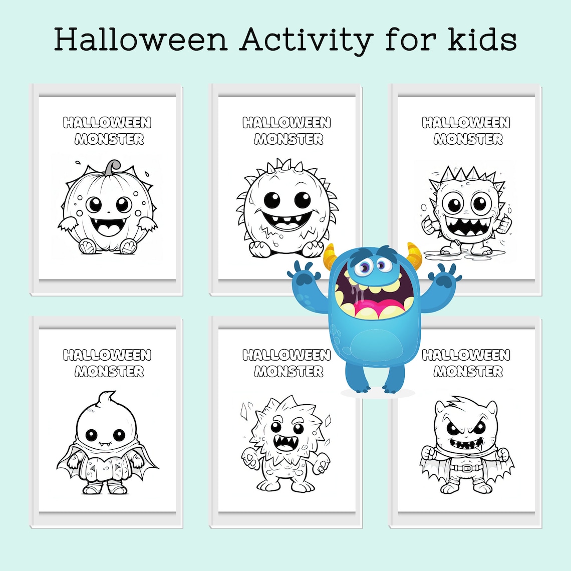 Halloween Coloring Pages for Kids, Kawaii Halloween, Halloween Monsters ...