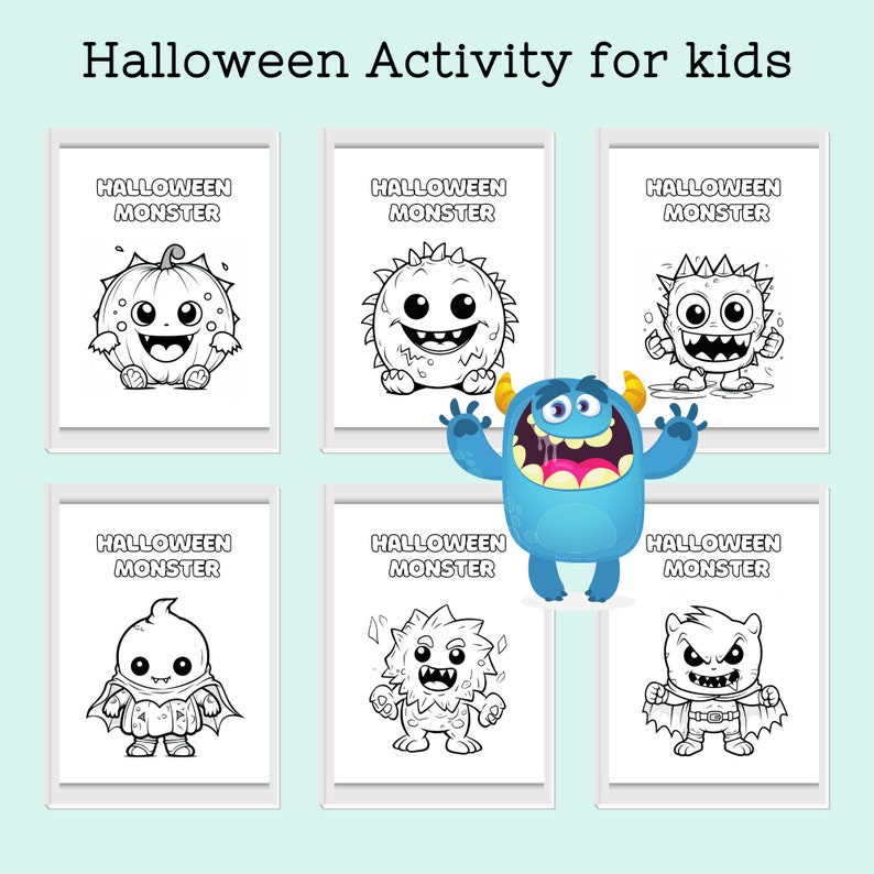 Halloween Coloring Pages for Kids, Kawaii Halloween, Halloween Monsters ...