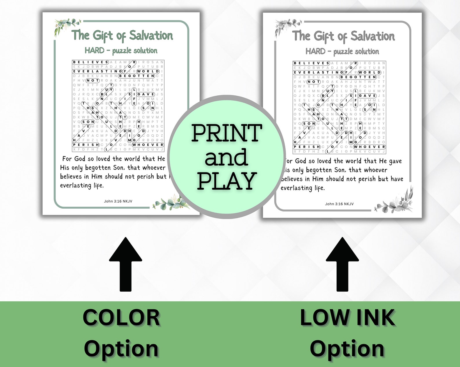 The Gift of Salvation Word Search, John 3 16, Plan of Salvation, Bible ...
