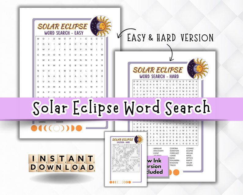 Solar Eclipse Word Search, Solar Eclipse Games for Kids, Solar Eclipse ...