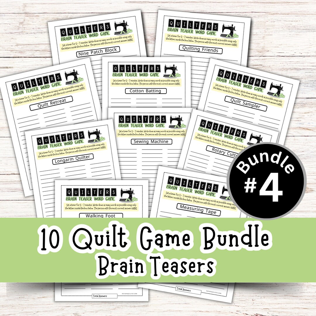 Quilt Game, Brain Teasers, Word Game, Quilt Game Bundle, Quilt Retreat ...