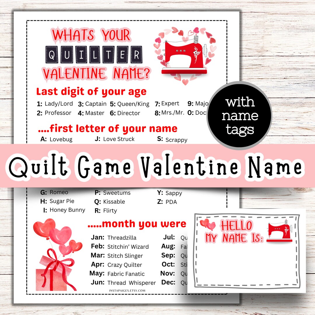 Quilt Game Valentine Name Game, Valentine's Day Meeting, Ice Breaker ...