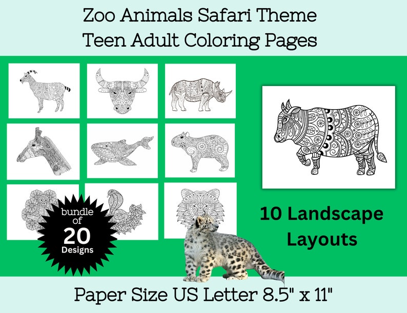 Adult Teen Coloring Pages / Zoo Animals Coloring Pages / Safari ...