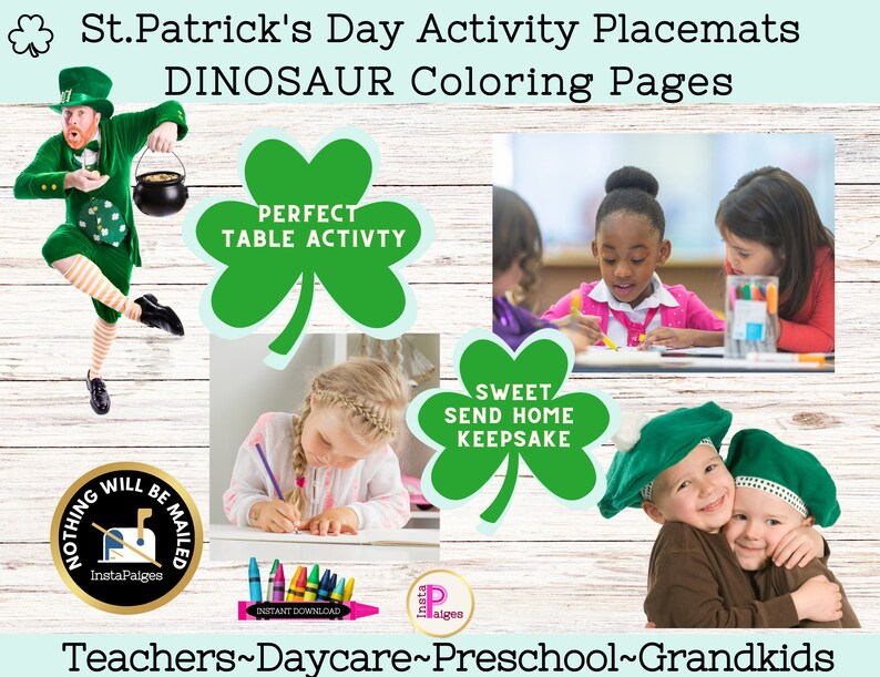 St Patrick Day Coloring Pages, Dinosaur Activity Mat, Saint Patrick ...
