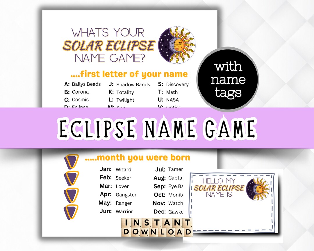 What's Your Solar Eclipse Name Game , Solar Eclipse Games for Kids ...