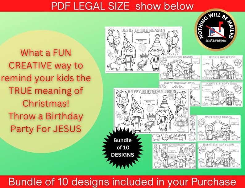 Happy Birthday Jesus Coloring Placemat Pages /jesus is the - Etsy