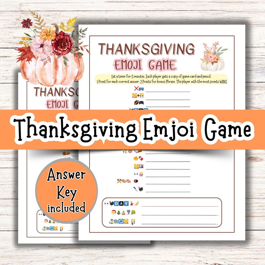 Thanksgiving Emoji Game, Thanksgiving Games Printable, Family Dinner ...
