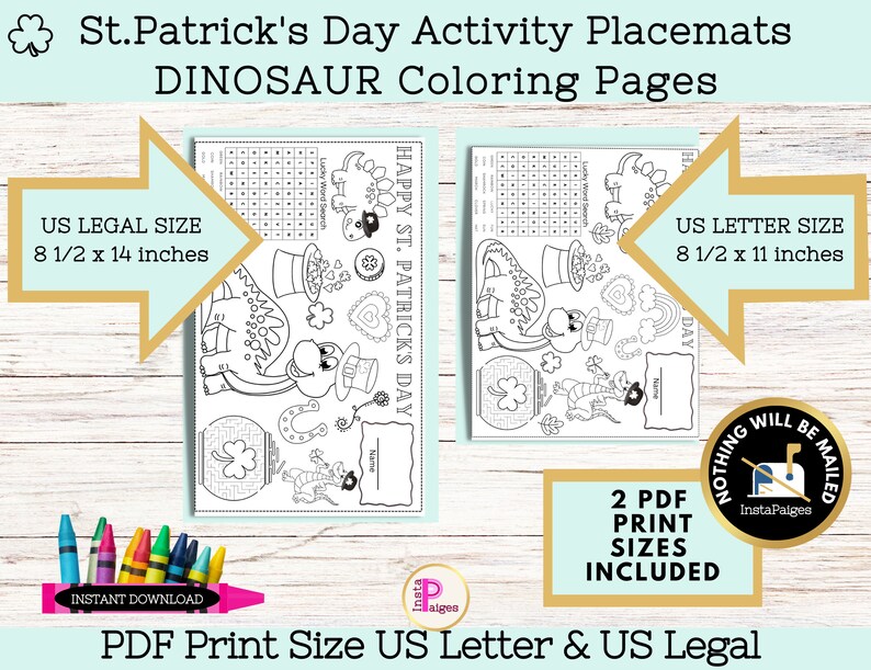 St Patrick Day Coloring Pages, Dinosaur Activity Mat, Saint Patrick ...