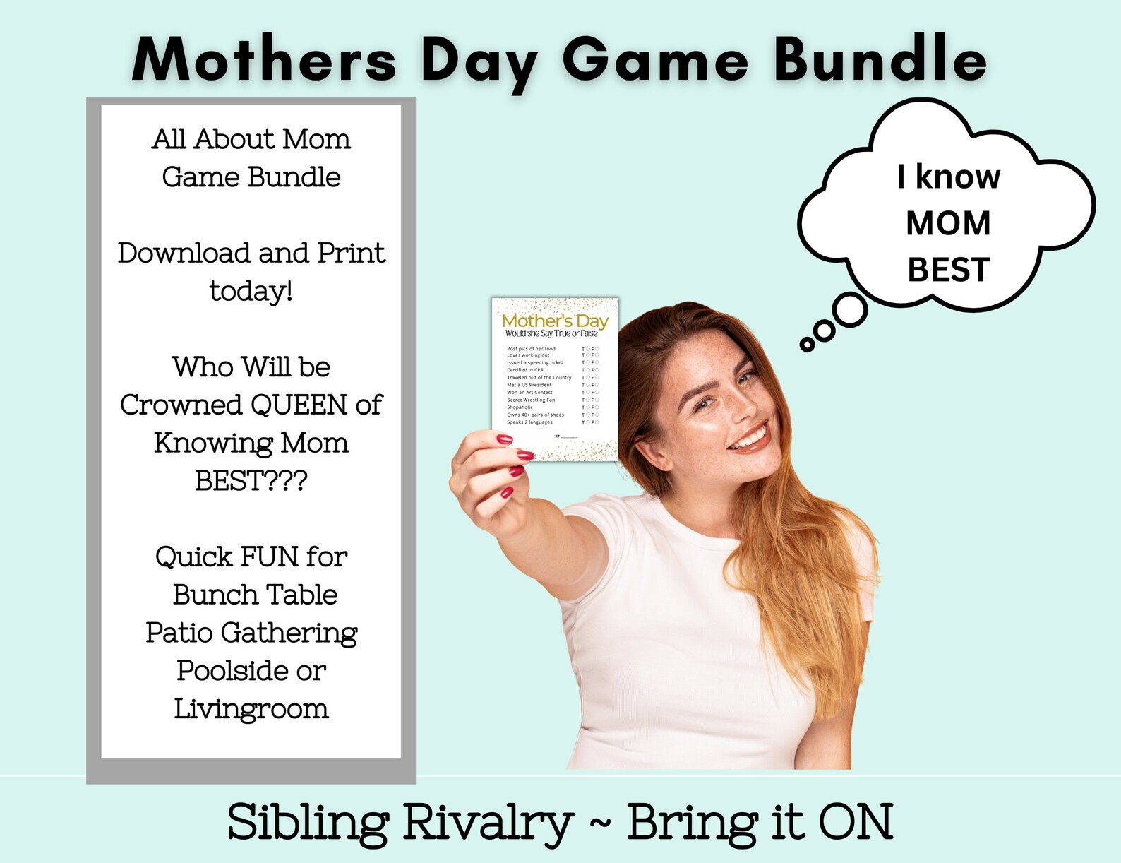 Mom Trivia Game, Mothers Day Quiz, Would She Rather Who Knows Mommy ...