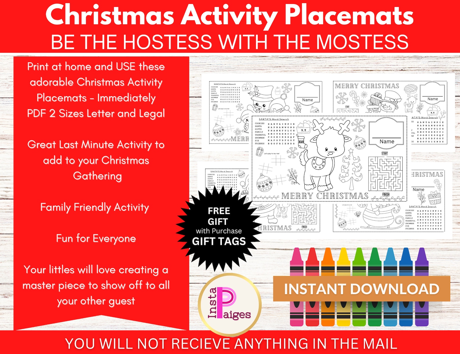 Christmas Coloring Activity Placemats / Coloring Pages / Holiday Party ...